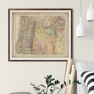 1897 Oregon Map Print, Vintage Map Art, Antique Map, Old Map, Oregon ...