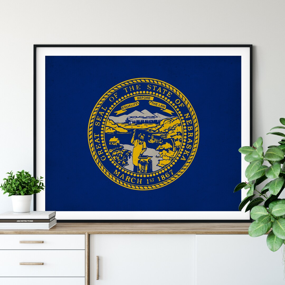 Nebraska Flag Art, Nebraska Flag Print, State Flag Poster, NE Flag ...