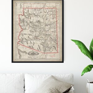 1887 Arizona Railroad Map Print - Vintage Railway County Map Art ...