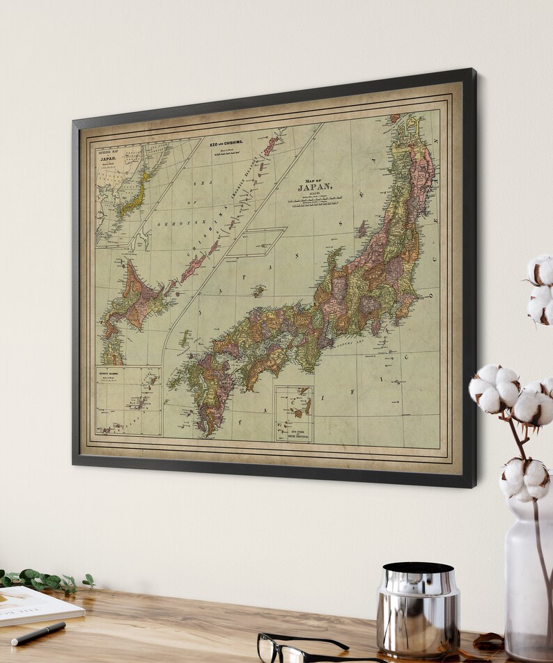 1897 Japan Map Print Vintage Map Art Antique Map Office | Etsy