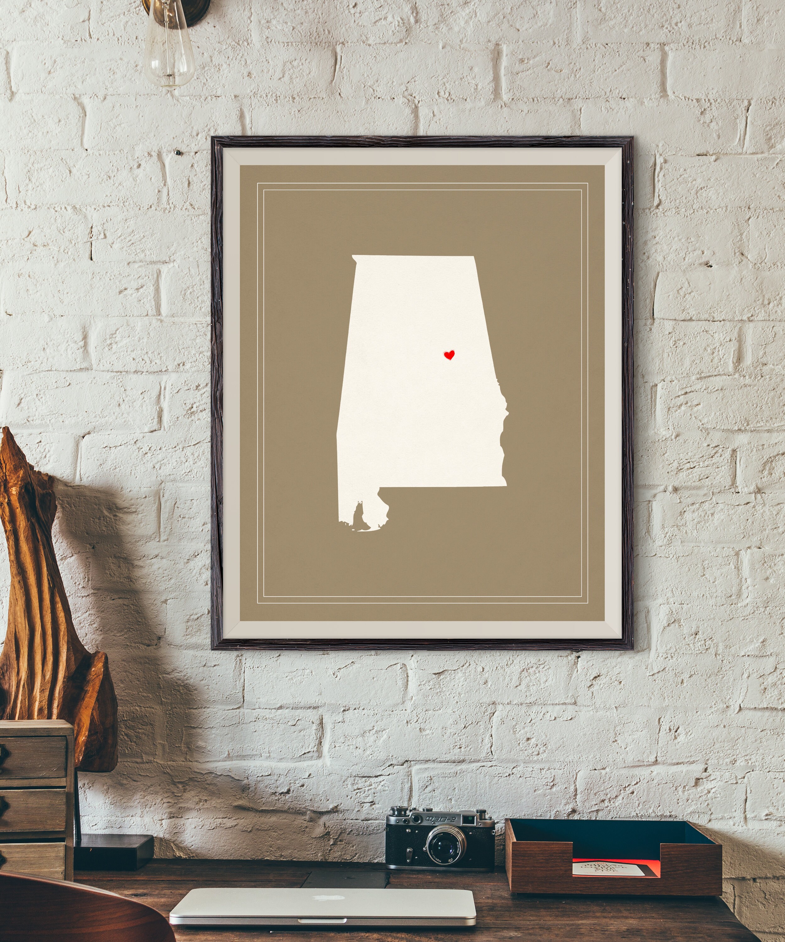 Custom Alabama State Art Customized State Map Art | Etsy