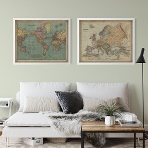 1912 World Map Print, Vintage Map Art, Antique Map, Old Map, Globe Map ...