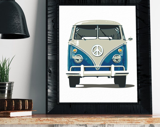 11"x14" Volkswagaen Bus Print - VW Bus Decor, Volkswagen Bus Art ...