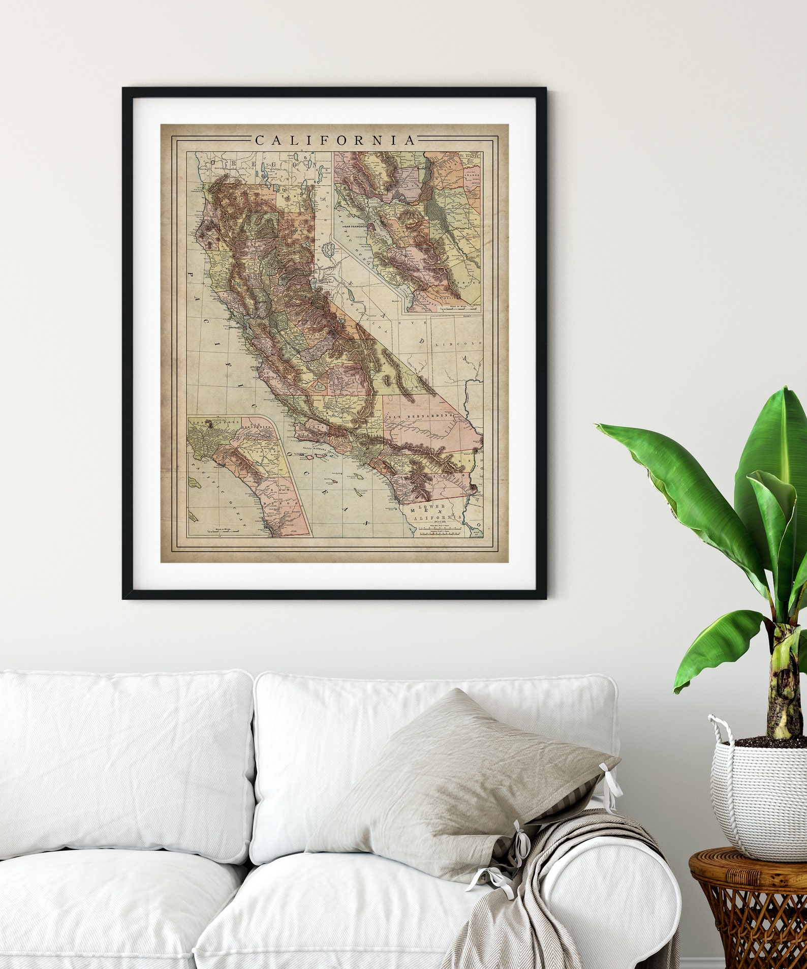 1897 California Map Print Vintage Map Art Antique Map Old - Etsy