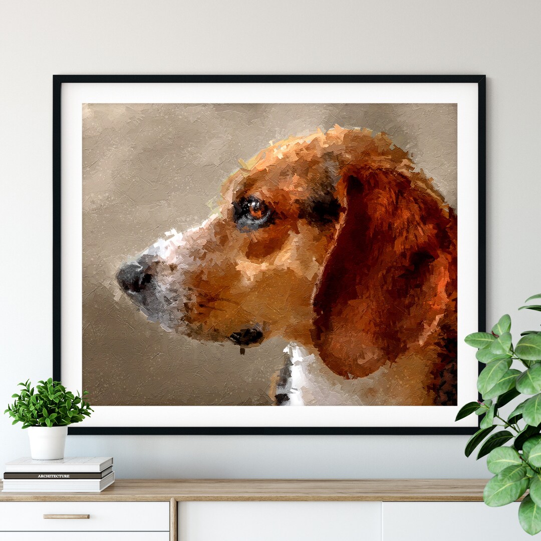 Beagle Print, Beagle Art, Beagle Gifts, Dog Portrait, Cute Pet Oil ...