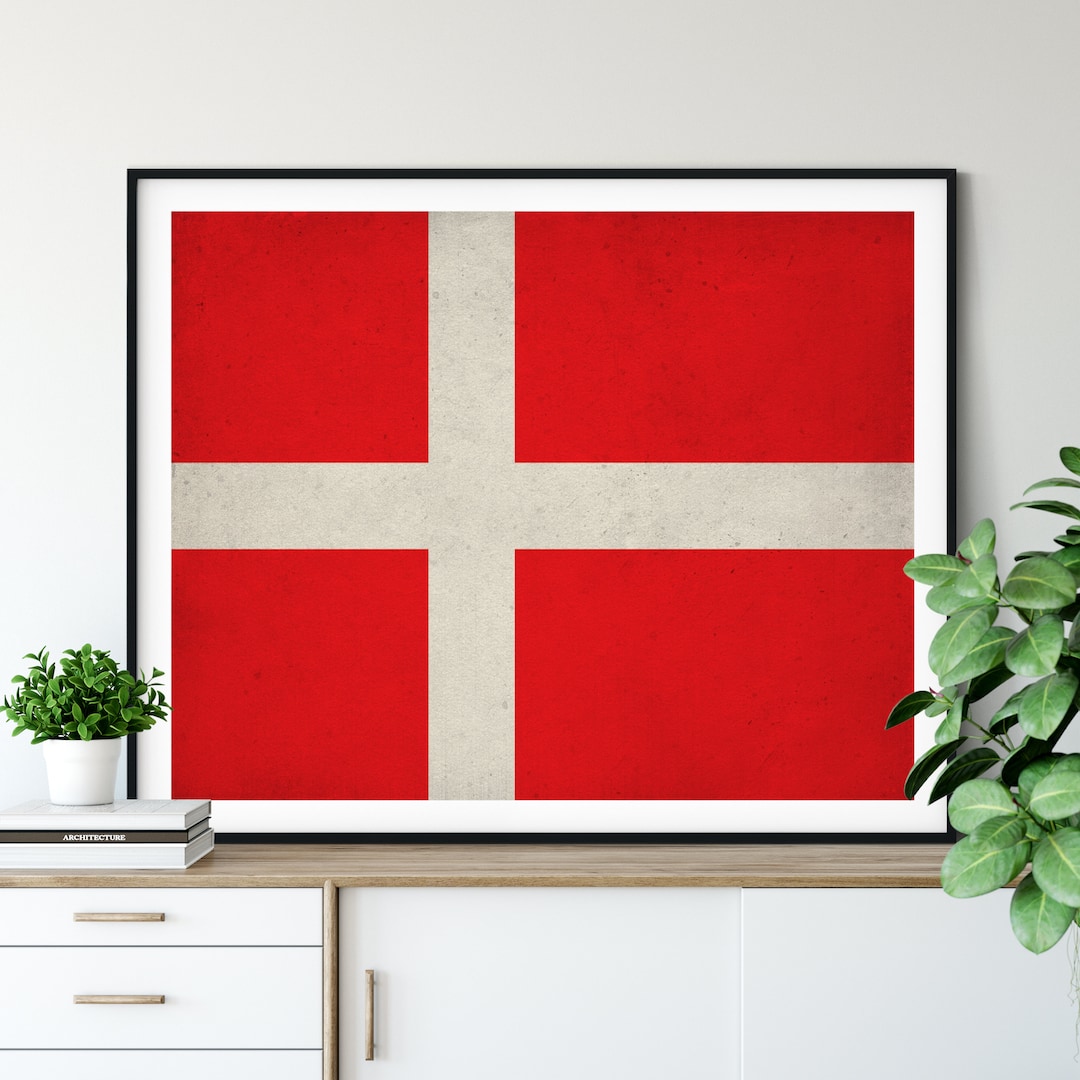 Vintage Denmark Flag Art Print: Vintage Danish Wall Decor - Etsy