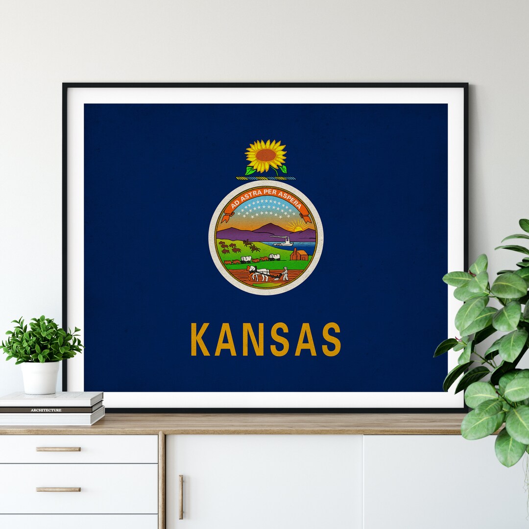 Kansas Flag Art Print: Vintage KS State Pride Wall Decor - Etsy