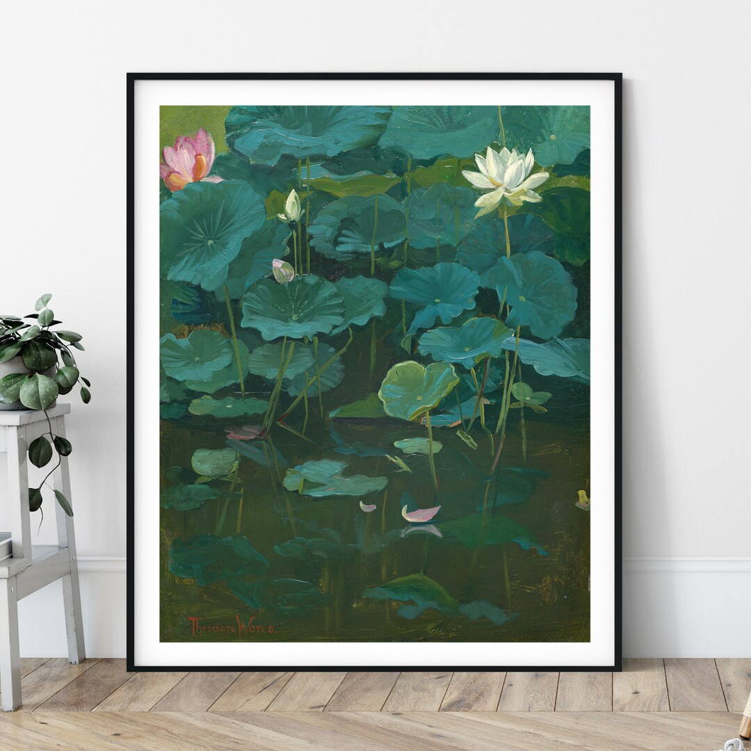 Theodore Wores 'buddha's Lotus Flower' Botanical Print: Vintage Green ...