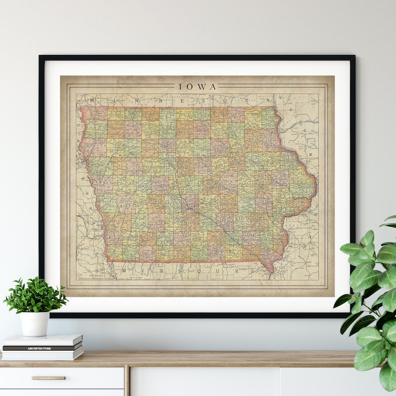 Iowa Travel Map Poster - Etsy