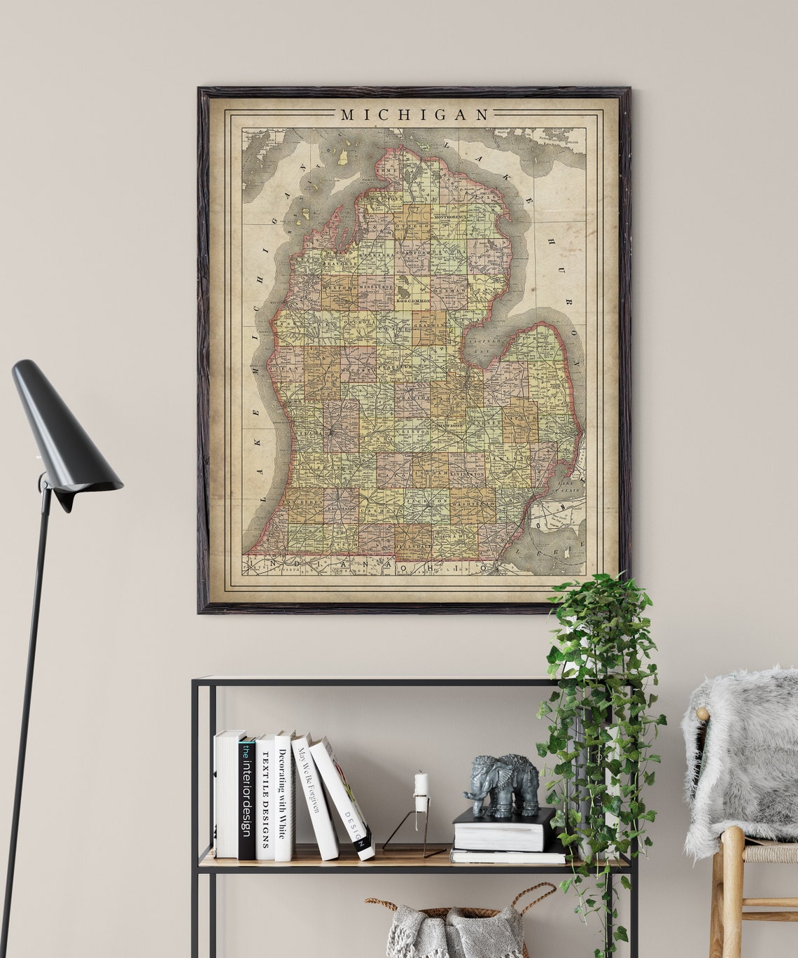 1897 Michigan Map Print Vintage Map Art Antique Map Old | Etsy