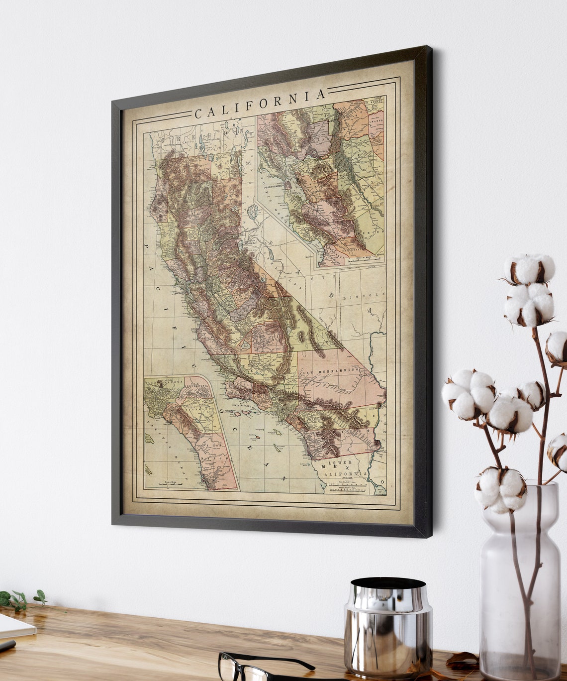 1897 California Map Print Vintage Map Art Antique Map Old - Etsy