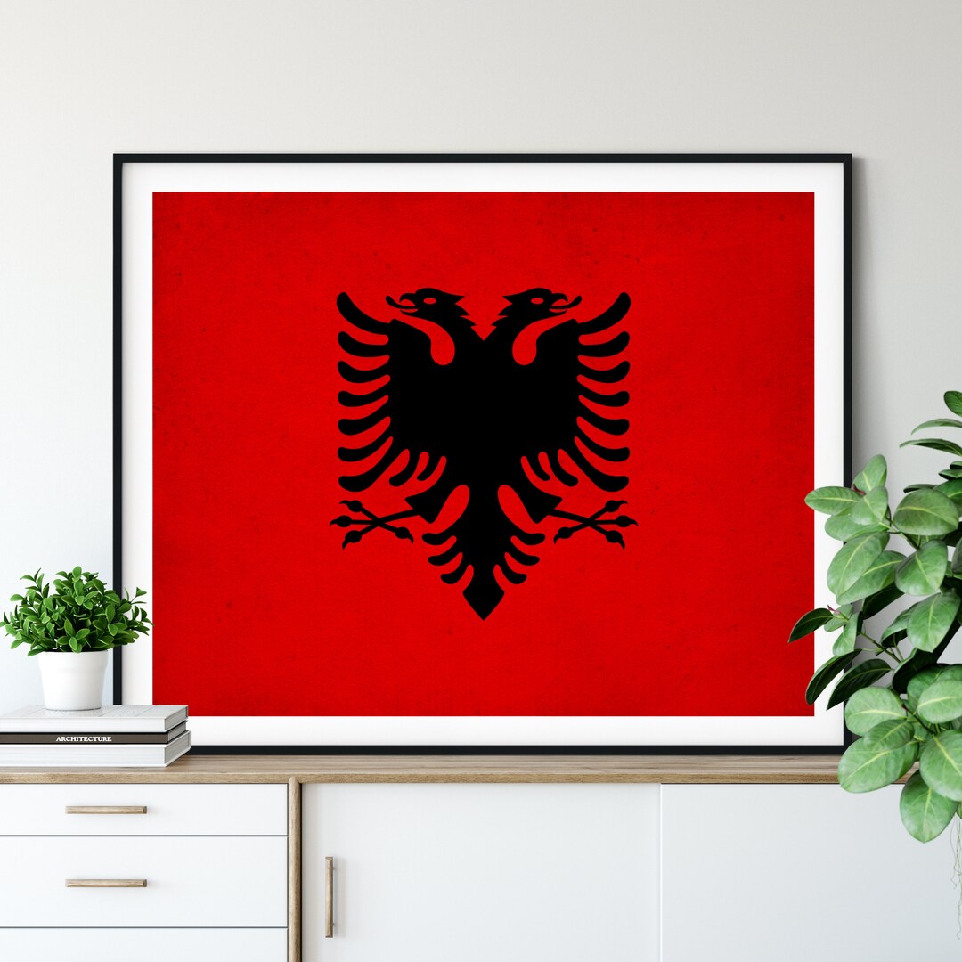 Albania Flag Art Print: Vintage Balkans Wall Decor - Etsy