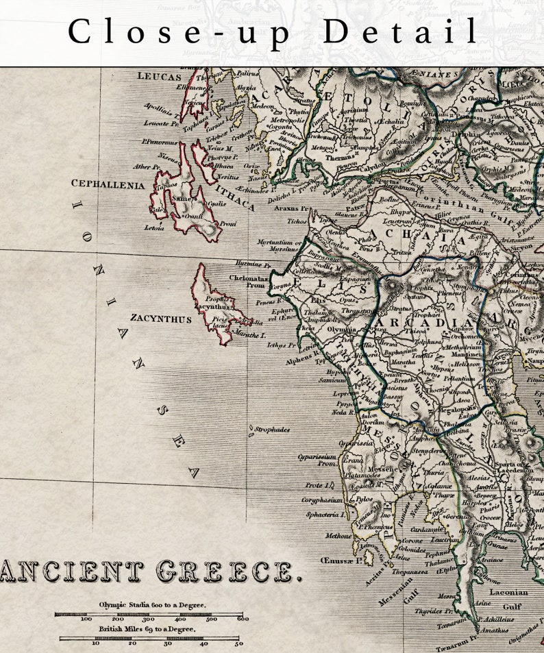 1836 Ancient Greece Map Print Vintage Greek Map Art Antique - Etsy