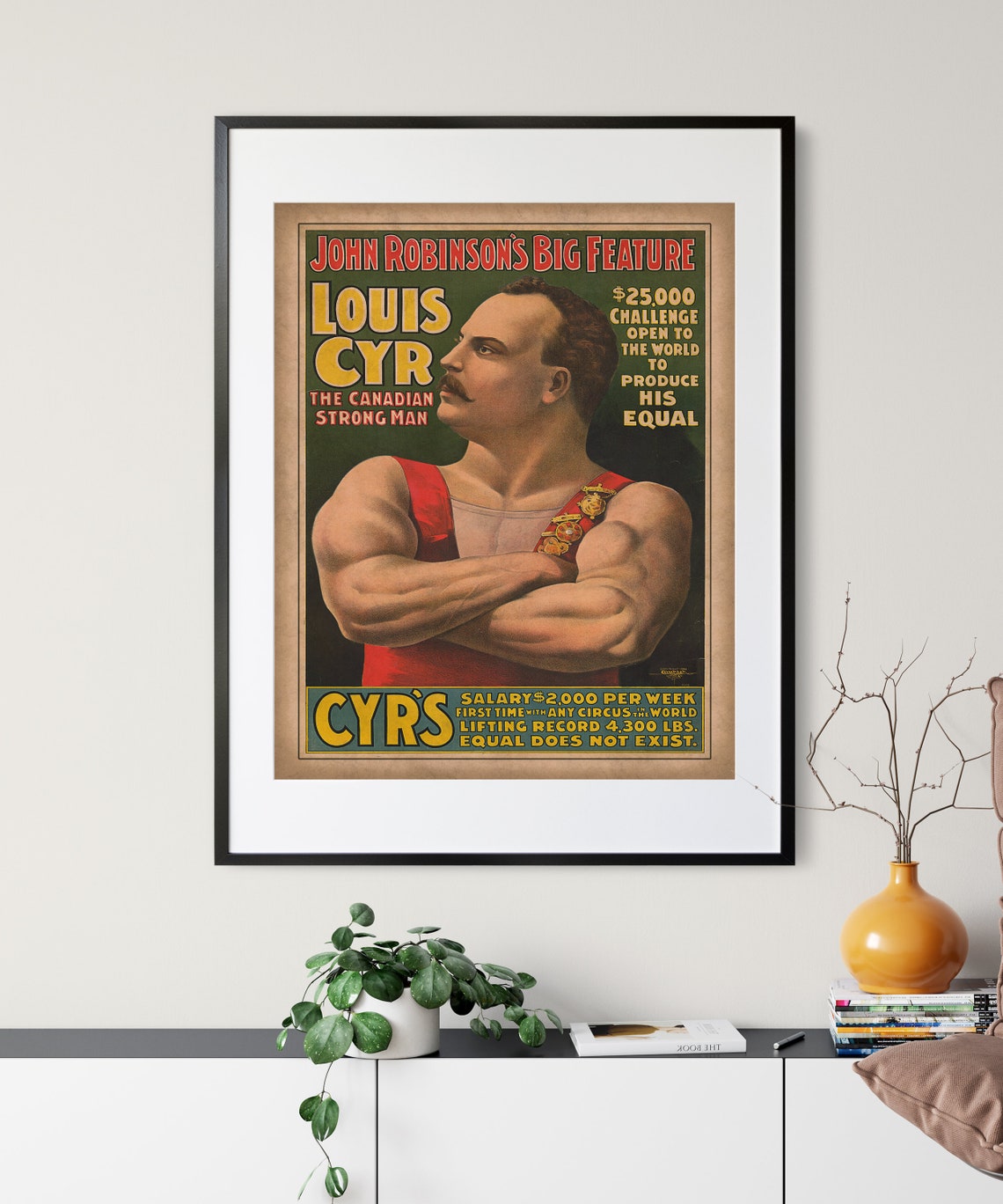 Vintage Louis Cyr Strongman Print: Antique Circus Sideshow Weight ...