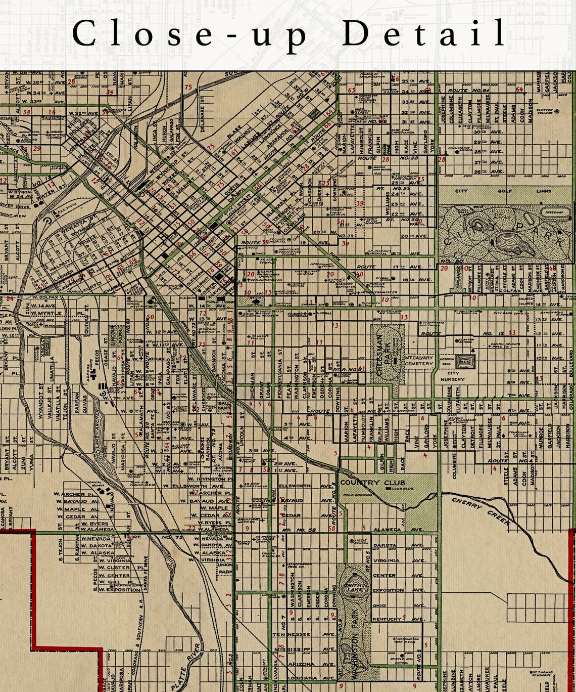 1920 Denver Colorado Map Print Vintage Map Art Antique - Etsy