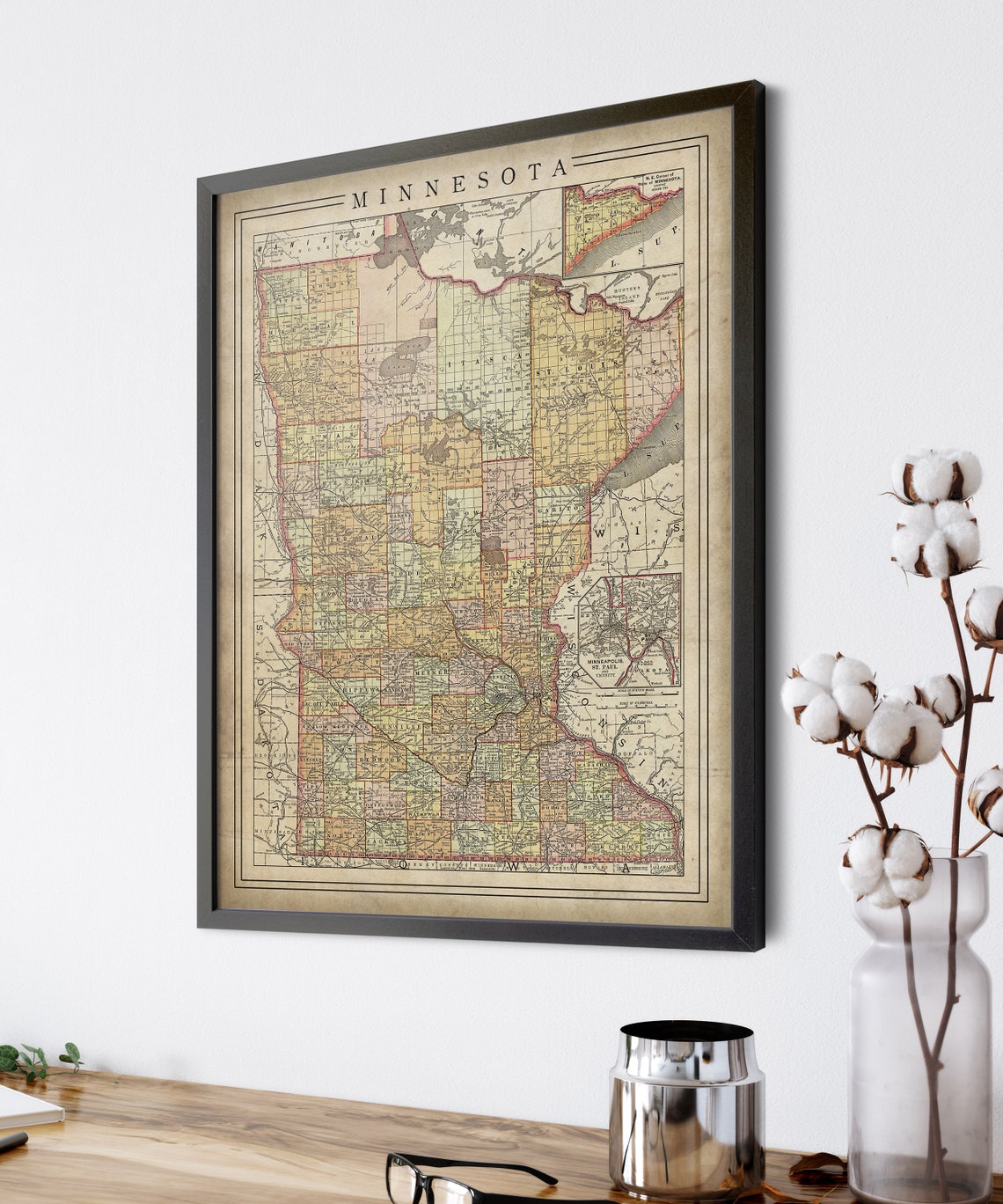 1897 Minnesota Map Print Vintage Map Art Antique Map Old - Etsy