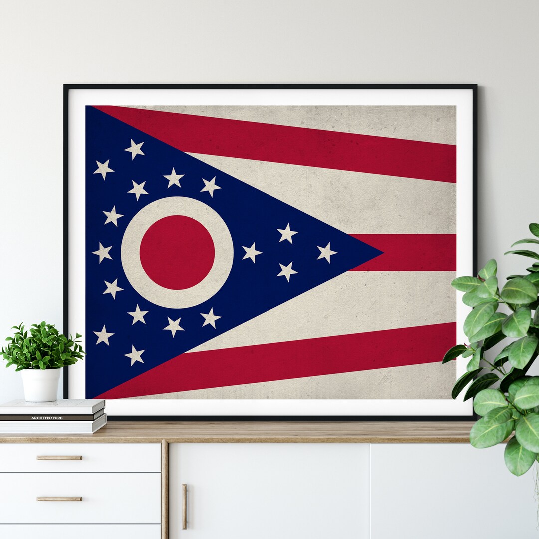 Ohio Flag Art Print: Vintage OH State Pride Wall Decor - Etsy