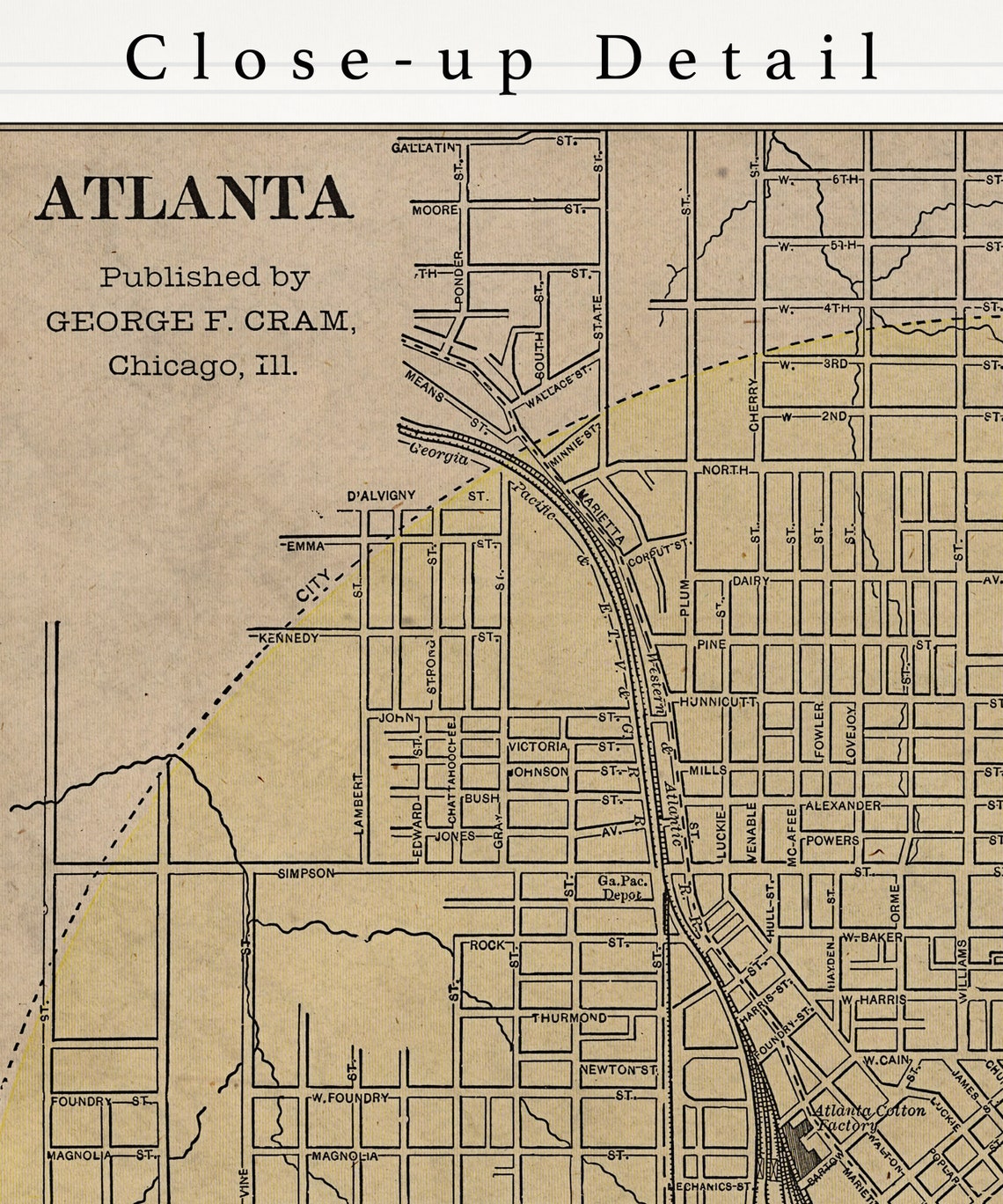 1901 Atlanta Georgia Map Print: Vintage City Street Plan Wall Art - Etsy
