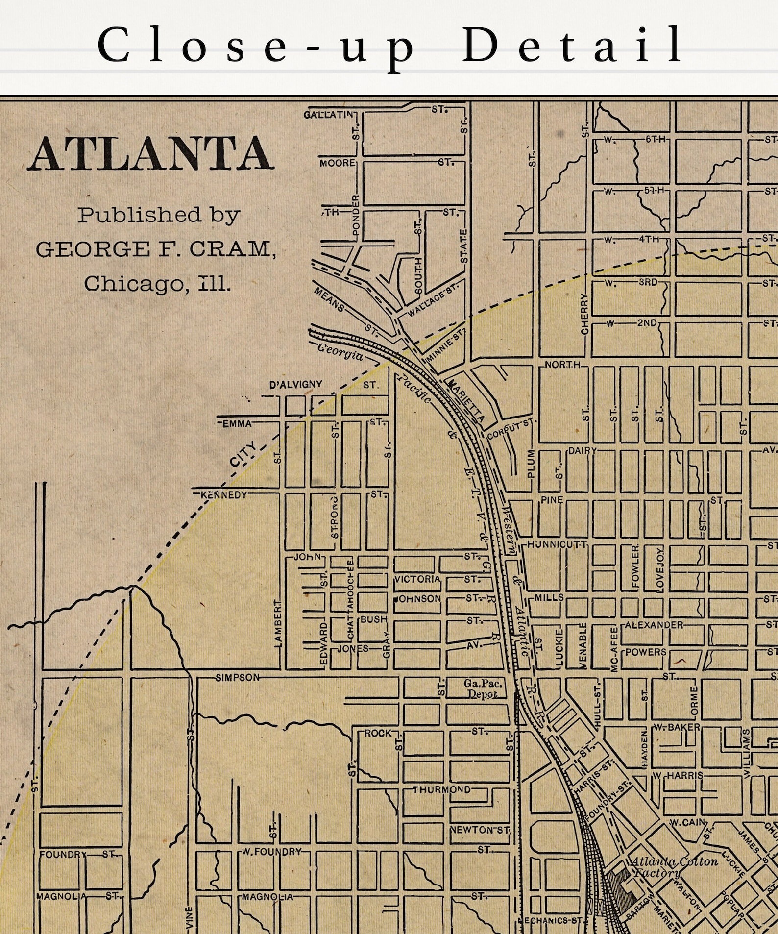 1901 Atlanta Georgia Map Print Vintage Atlanta Map Art - Etsy