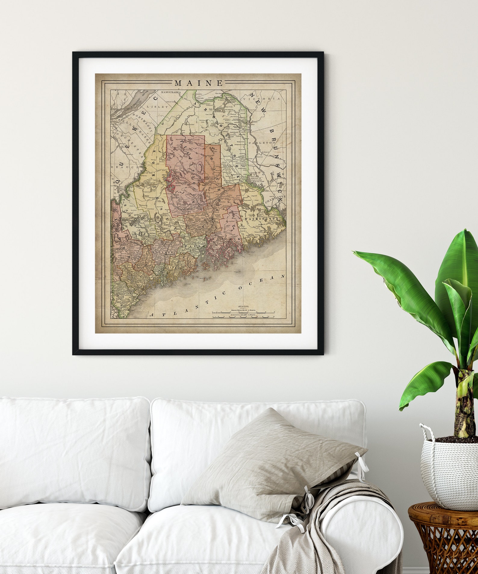 1897 Maine Map Print Maine Art Maine Gifts Maine Map Art - Etsy