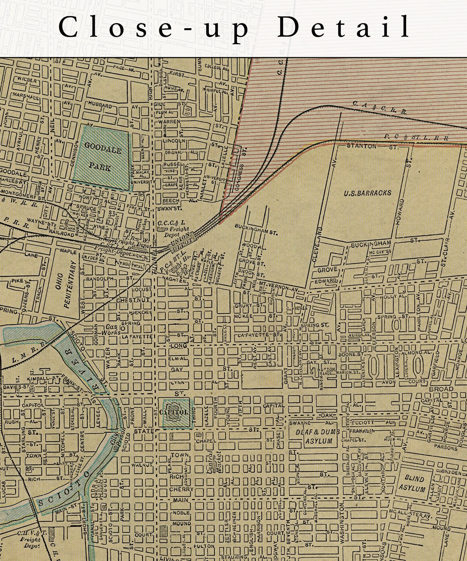 1901 Columbus Ohio Map Print Vintage Columbus Map Art | Etsy