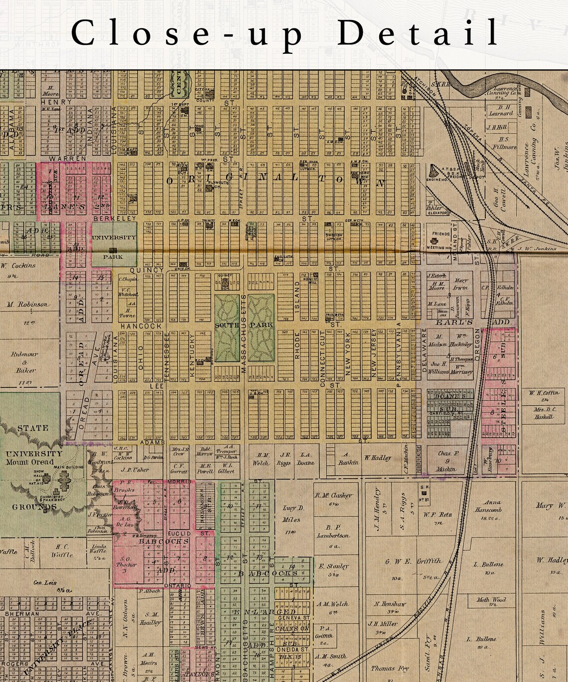 1887 Lawrence Kansas Map Print Vintage Map Art Antique | Etsy