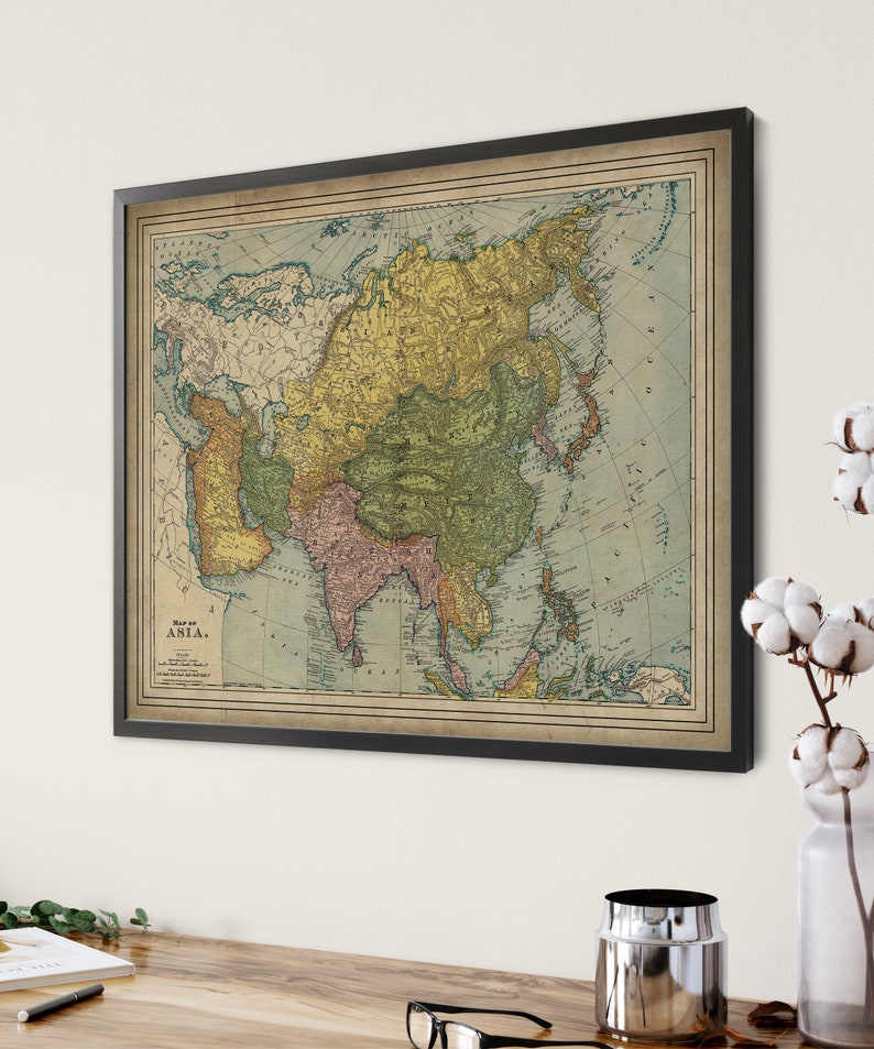 1897 Asia Map Print Vintage Asian Map Art Antique Map Old - Etsy