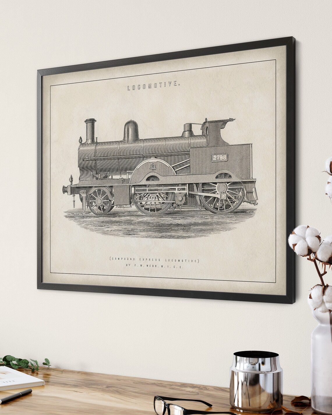 1891 Antique Locomotive Print Vintage Train Art Compound - Etsy