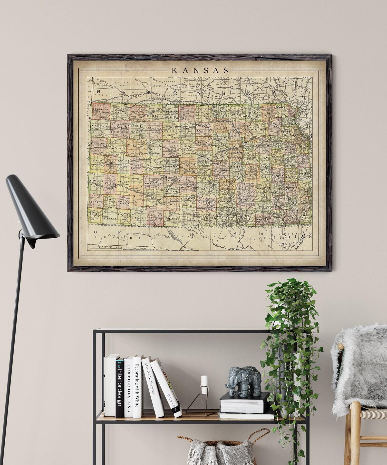 1897 Kansas Map Print Vintage Map Art Antique Map Old Map - Etsy