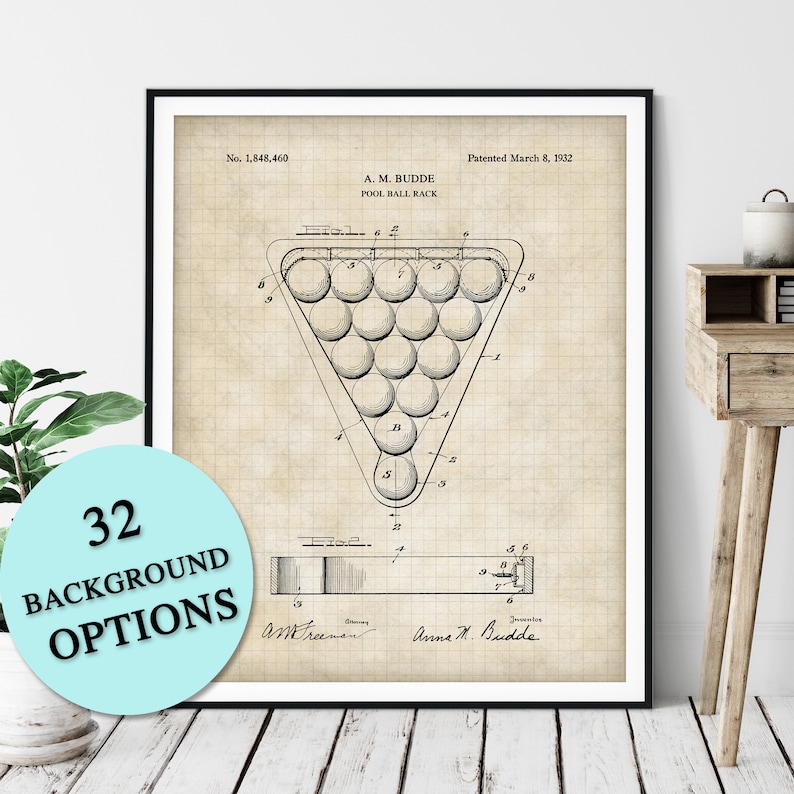 Pool Ball Rack Patent Print: Customizable Billiards Blueprint Art - Etsy