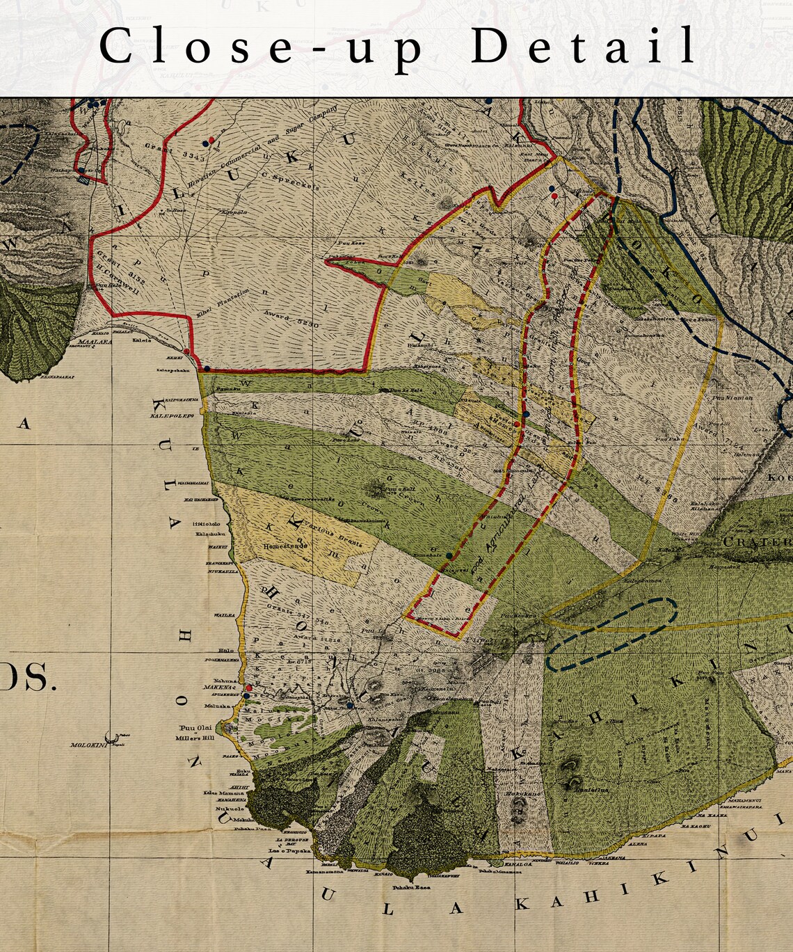 1906 Vintage Maui HI Map Print: Hawaiian Islands Art Featuring Lahaina ...