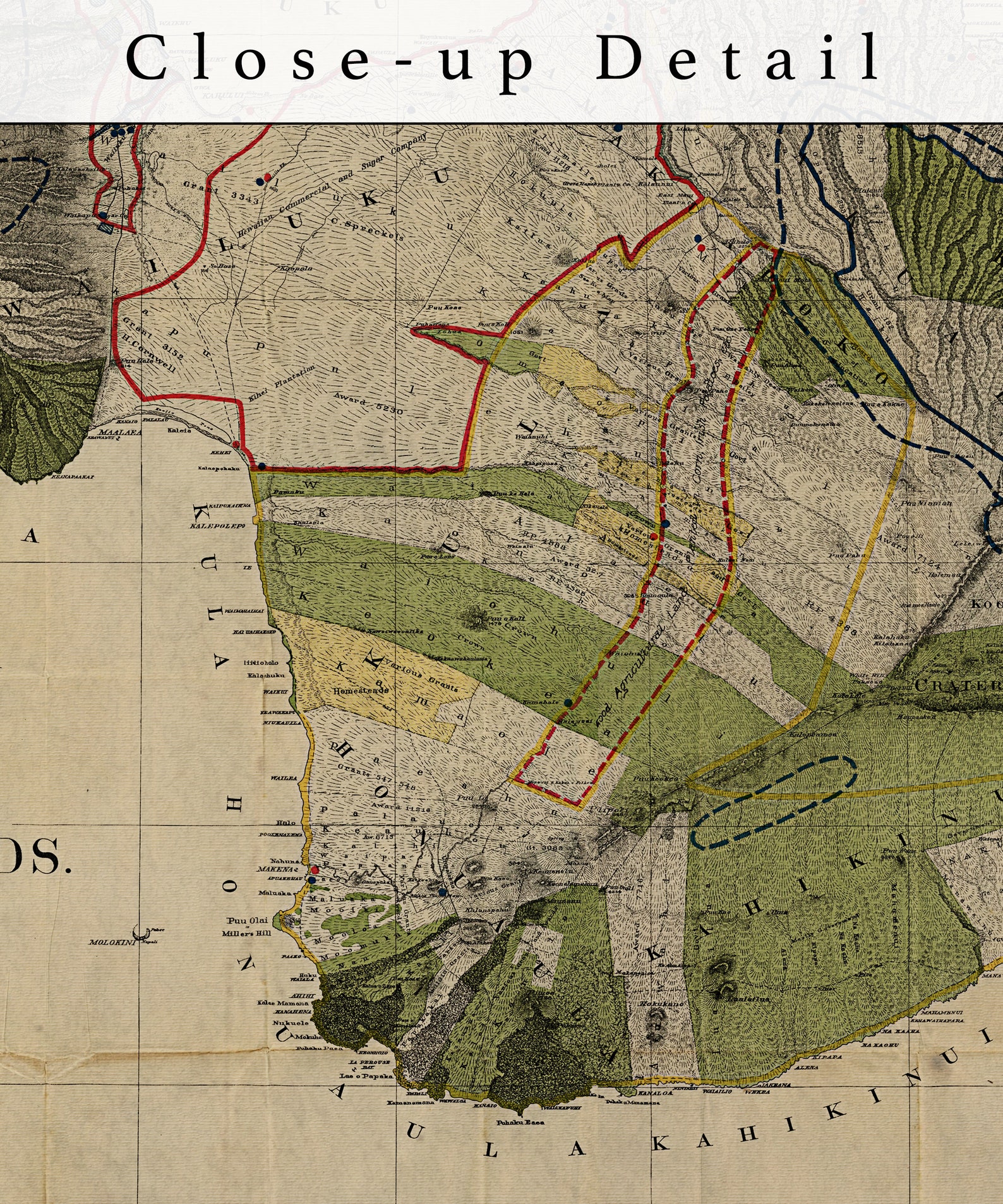 1906 Vintage Maui HI Map Print: Hawaiian Islands Art Featuring Lahaina ...