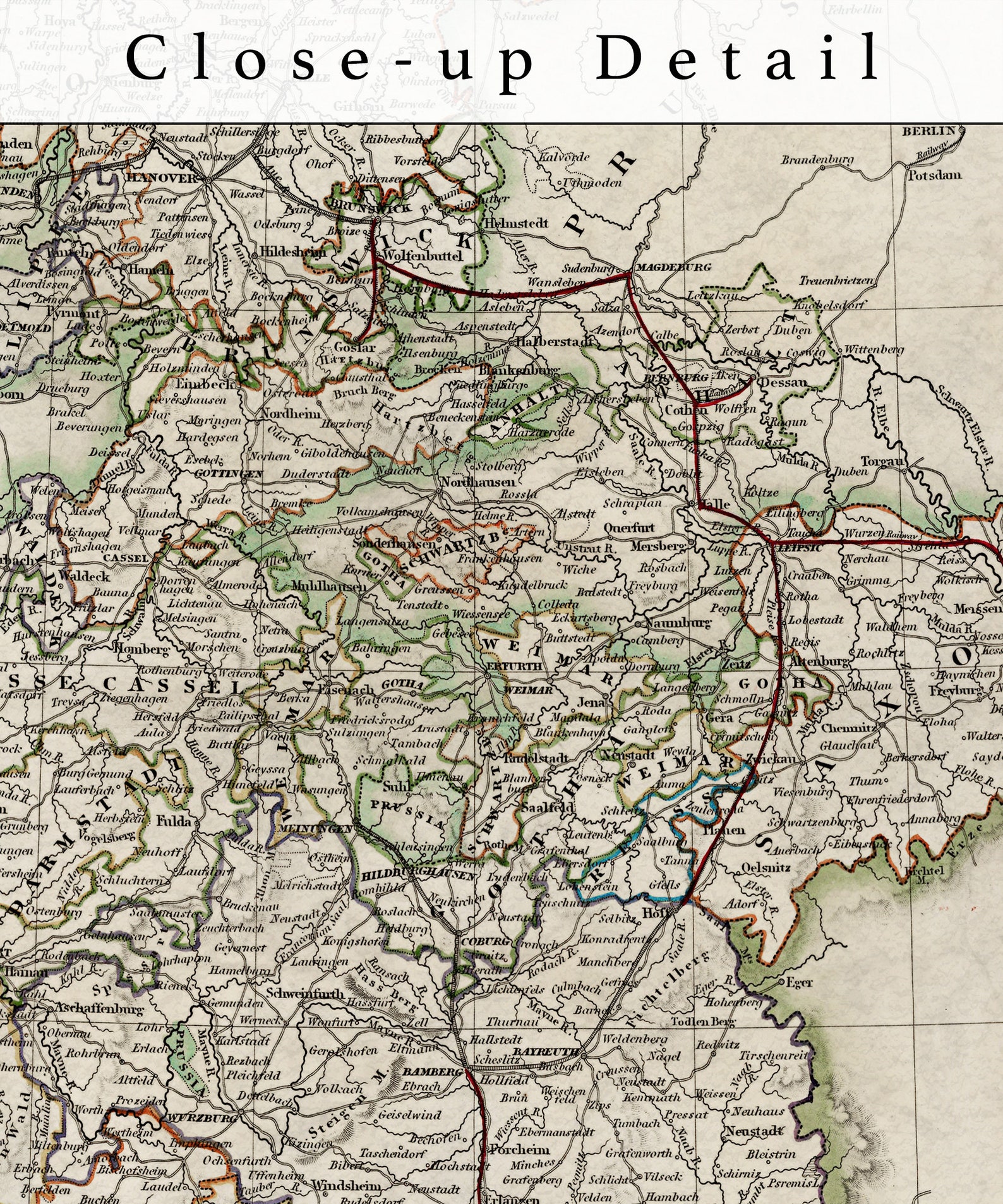 1844 German States Map Print Vintage Map Art Antique Map | Etsy