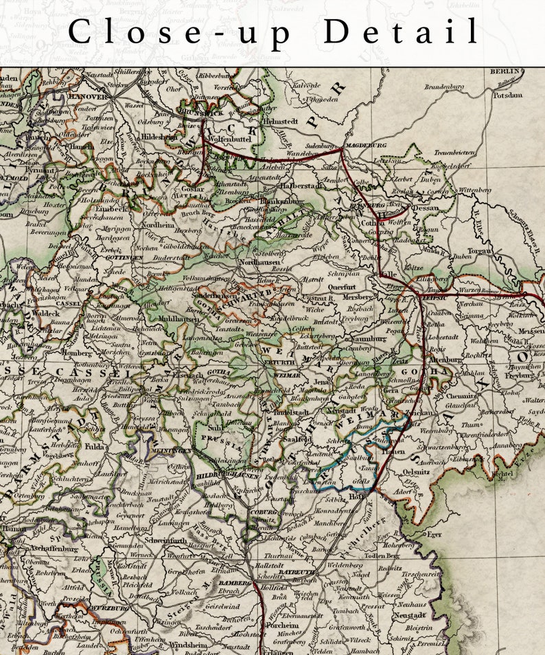 1844 German States Map Print Vintage Map Art Antique Map | Etsy