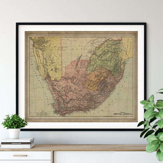 1897 South Africa Map Print Vintage Map Art Antique Map - Etsy