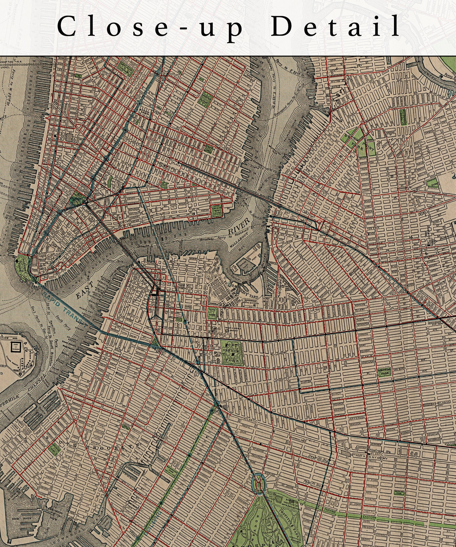 1912 Brooklyn NY Map Vintage Map Art Antique Map Print - Etsy