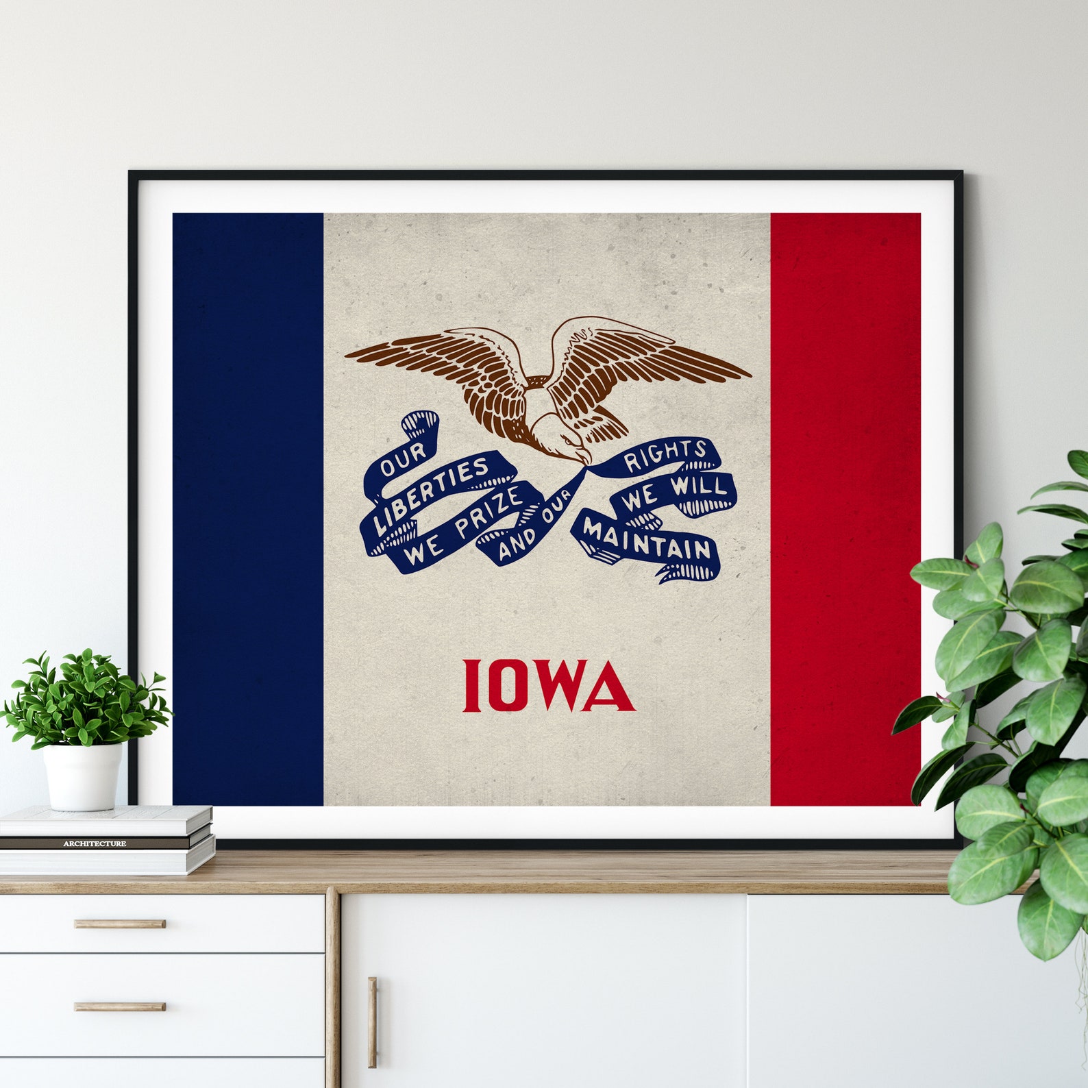 Iowa Flag Art Iowa Flag Print Iowa Poster State Flags Iowa - Etsy