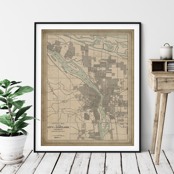1901 Portland Oregon Map Print Vintage Portland Map Art | Etsy