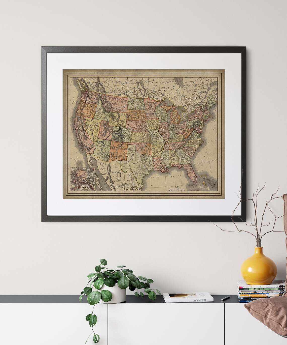 1897 United States Map Print Vintage USA Map Art Antique US | Etsy