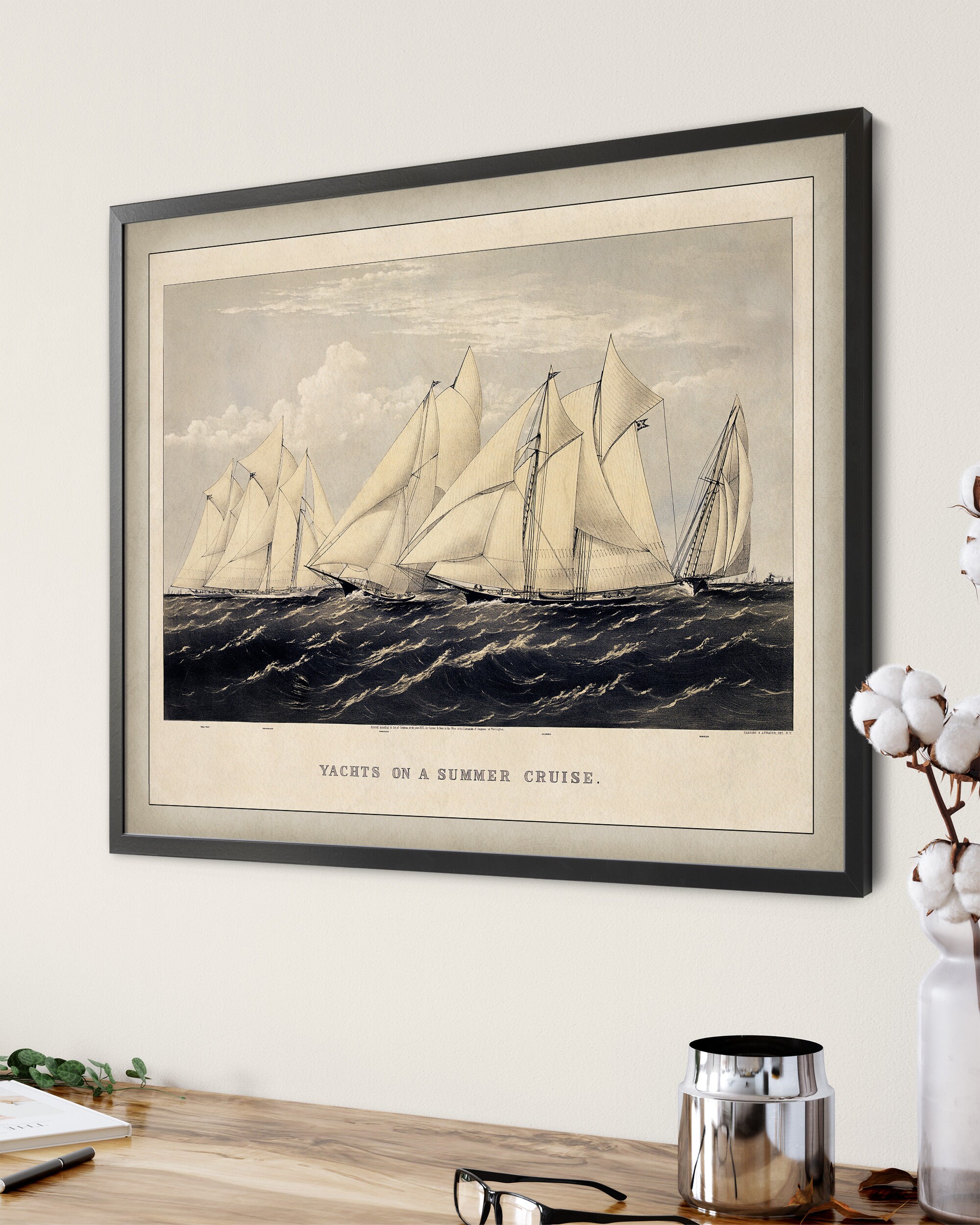 Antique Yacht Print Vintage Yacht Art Sailing Print Sailing Gift