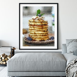 Pancakes Print -"the Stack" - Flap Jacks, Oil Painting Poster, Kitchen ...
