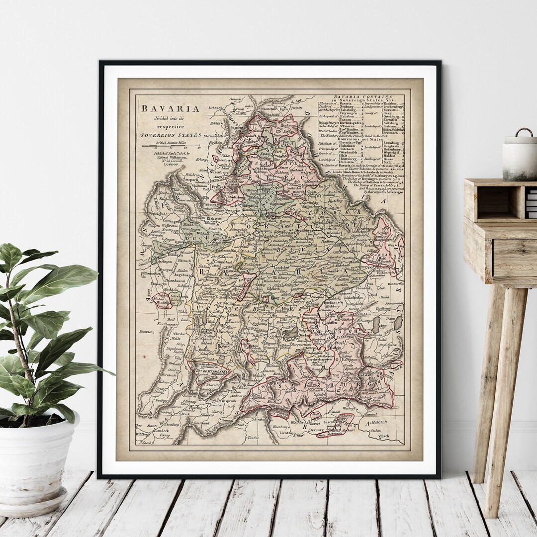 1806 Bavaria Germany Map Print: Vintage Historic Bavarian Wall Art - Etsy