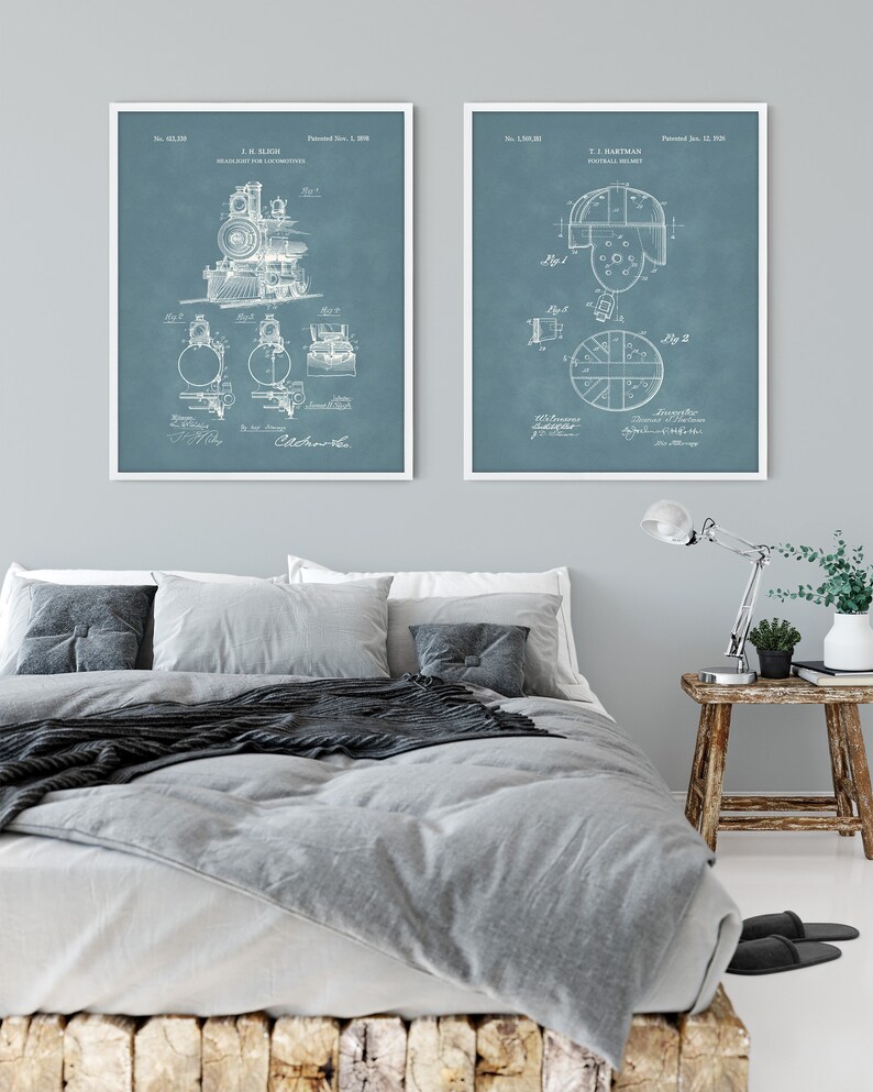 Train Headlight Patent Print: Customizable Locomotive Blueprint Wall ...
