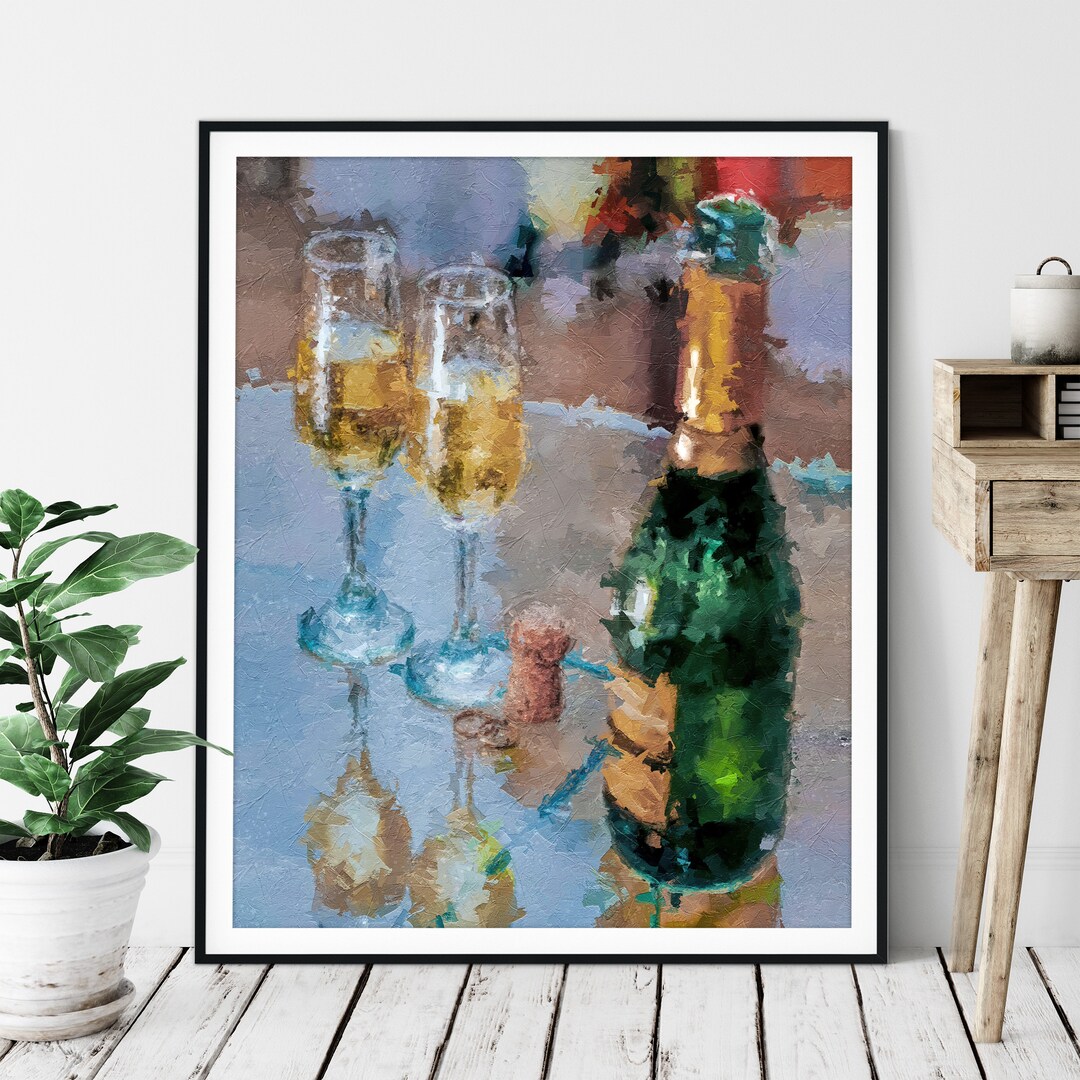 Champagne Print - "the Toast" - Oil Painting Poster, Kitchen Wall Art ...