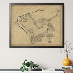 1865 Fort Johnson Map Print: Vintage Charleston Harbor SC Civil War Art ...