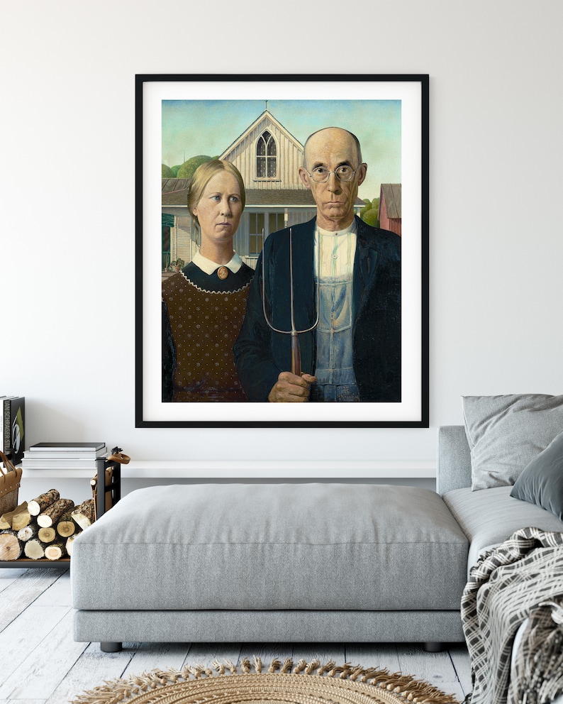 American Gothic Art Print by Grant Wood: Famous 20th Century Farmer ...