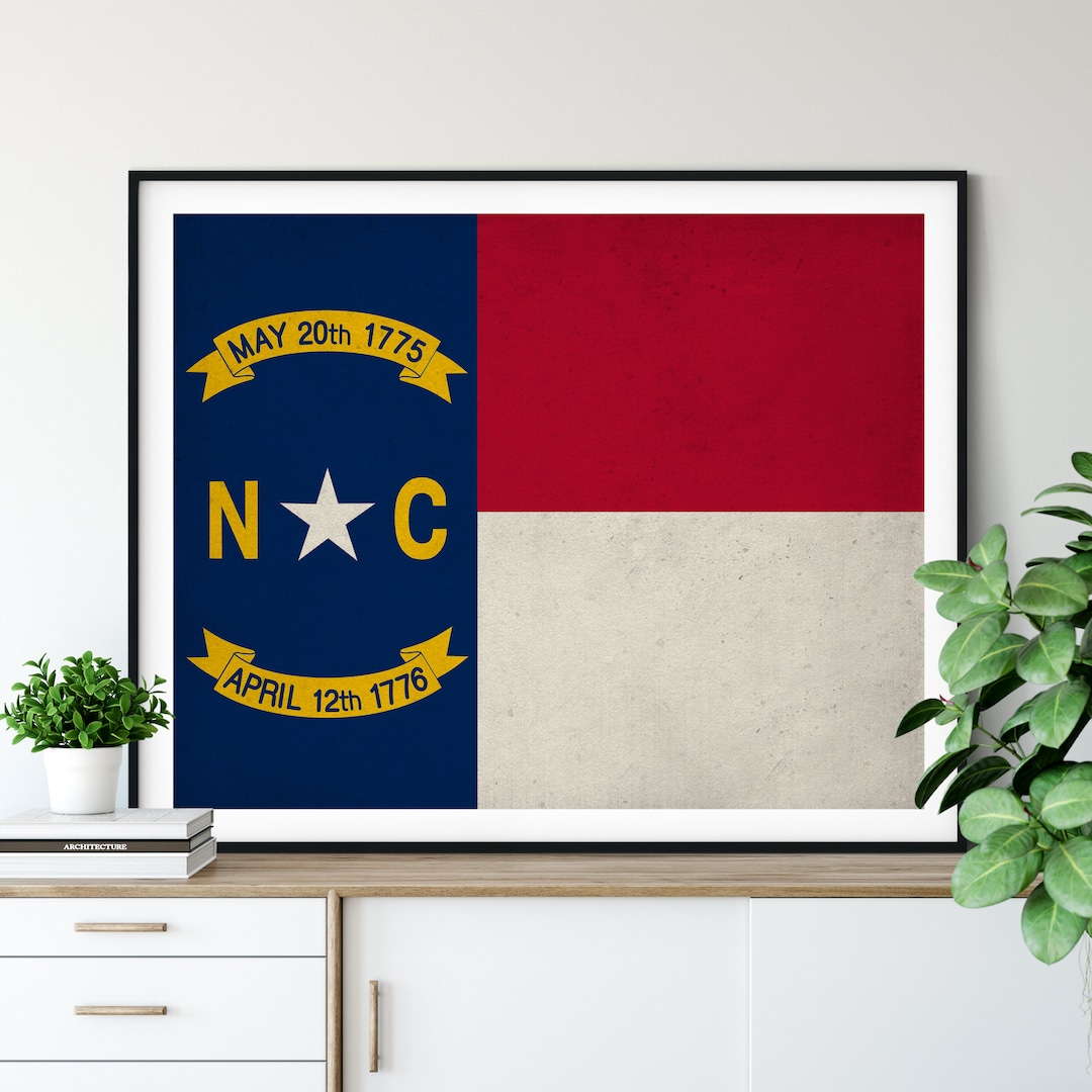 North Carolina Flag Art, North Carolina Flag Print, Flag Poster, NC ...
