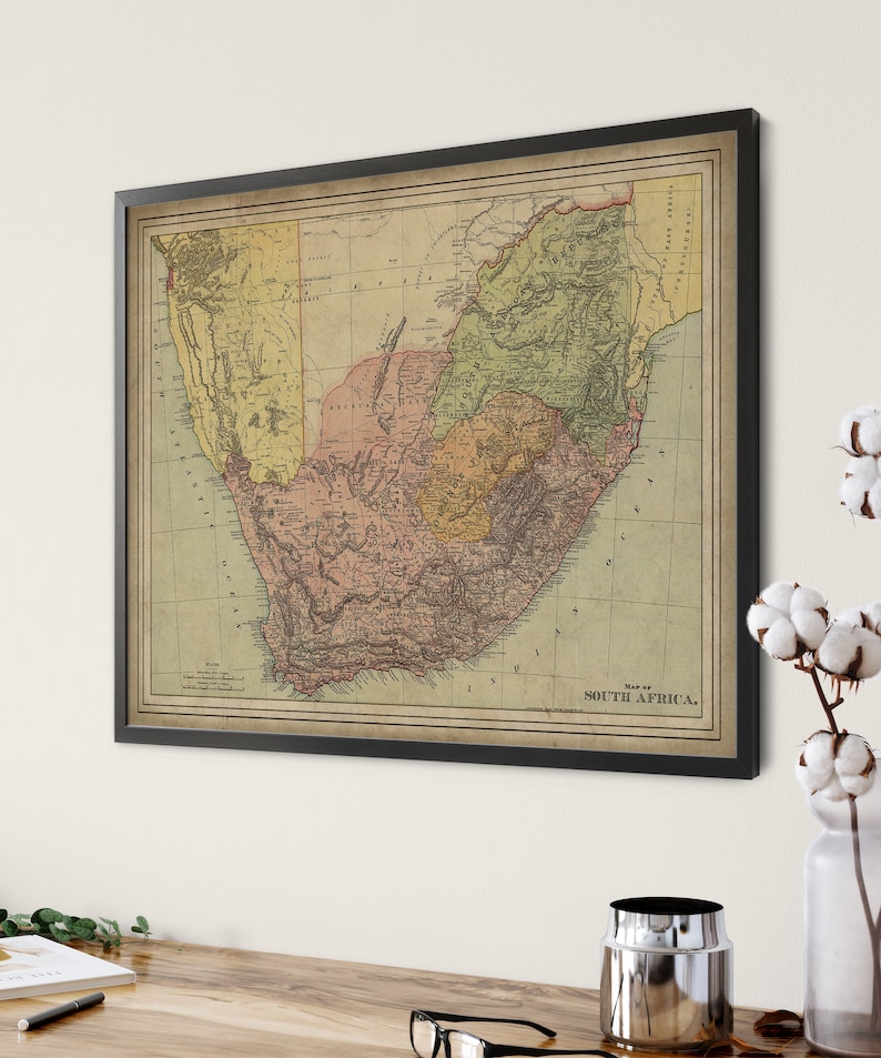 1897 South Africa Map Print Vintage Map Art Antique Map - Etsy