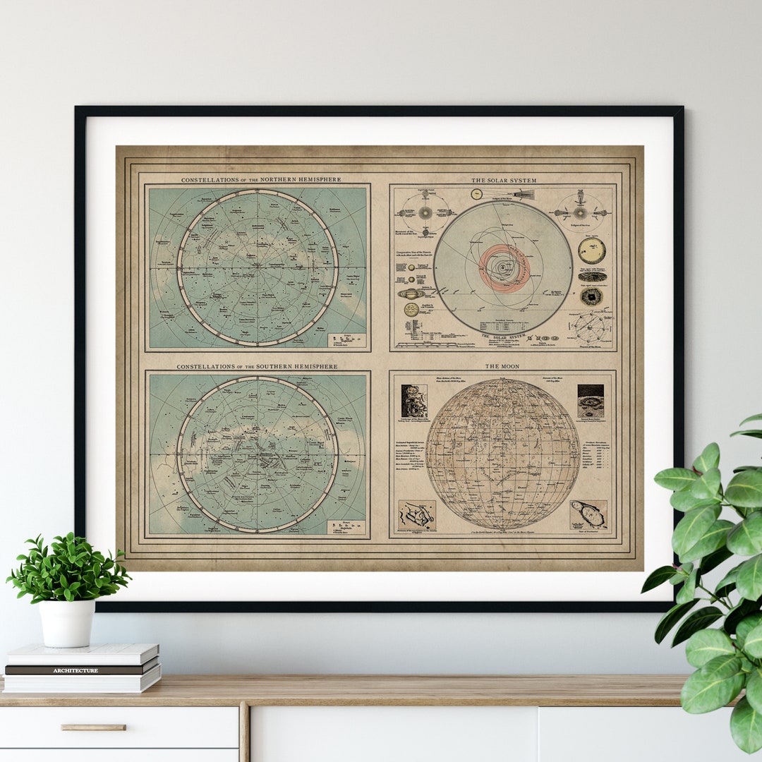 1900 Constellation Map Print, Vintage Map Art, Antique Map, Old Map ...