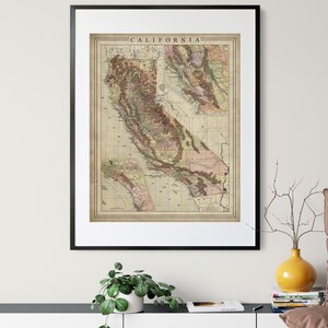 1897 California Map Print, Vintage Map Art, Antique Map, Old Maps ...